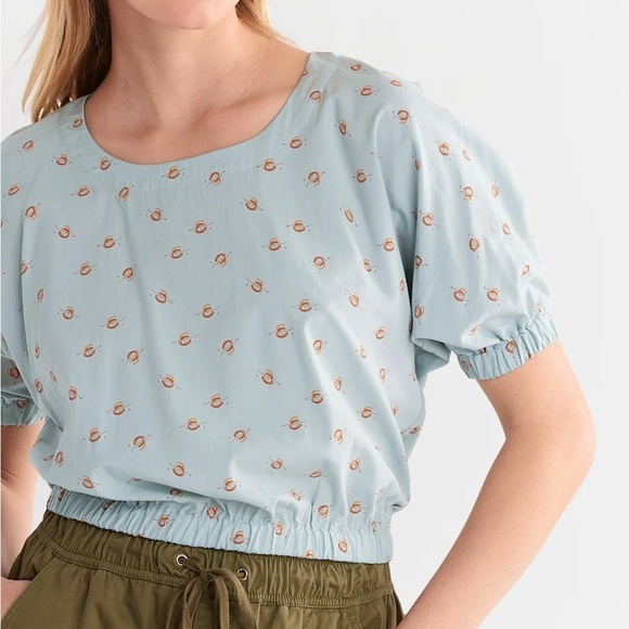 Pendleton | Tops | Pendleton Cap Sleeve Crop Blue Blouse Floral Xxs ...